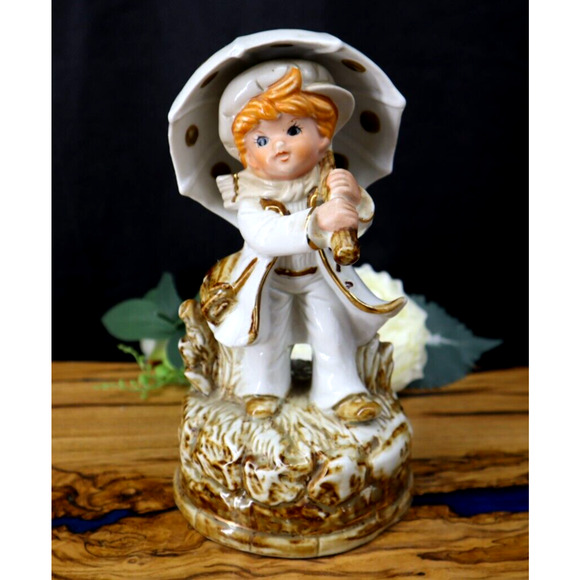 Unbranded | Accents | Vintage Porcelain Ceramic Boy With Umbrella ...
